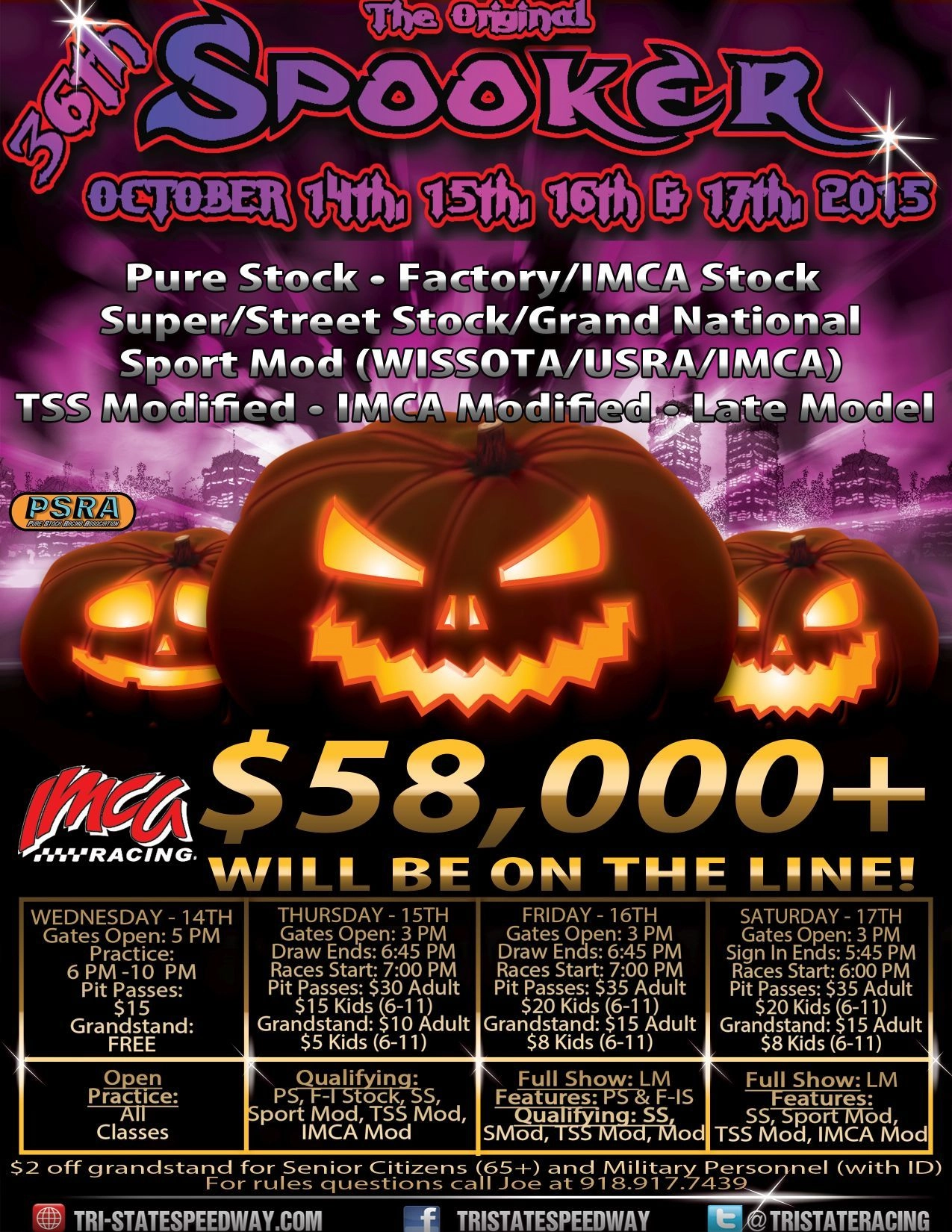 Information Released for the 36th Annual Spooker at Tri-State Speedway ...